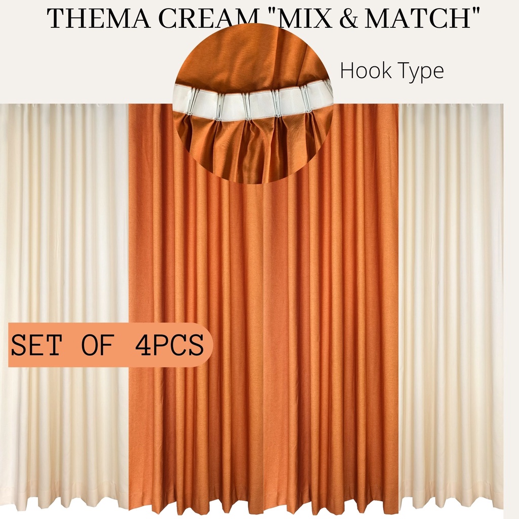 NEXUS Langsir Hotel Team Cream Mix Tone 80% Blackout Ready Stock Siap ...