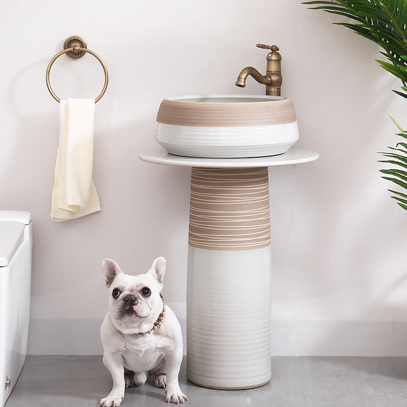 Stand Column Wash Basin Integrated Balcony Toilet Home Ceramic ...