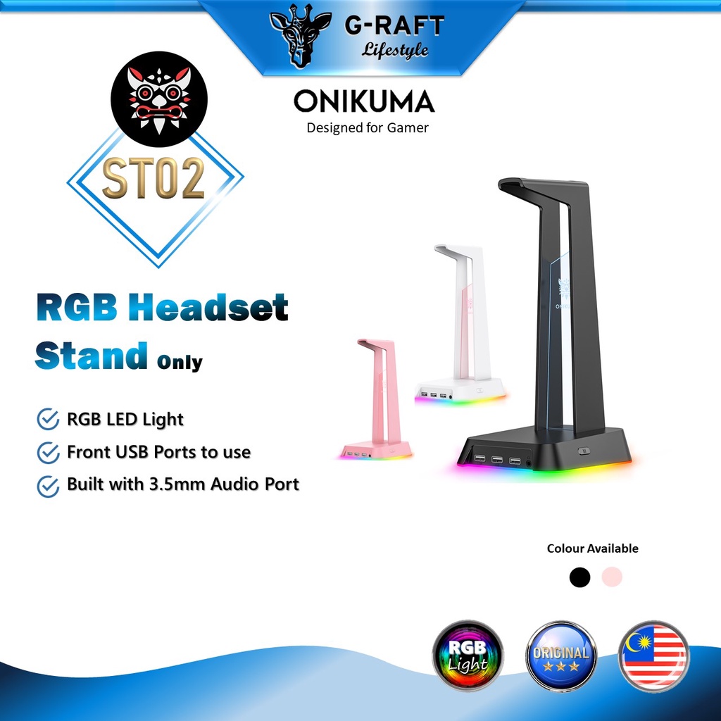 ONIKUMA RGB Gaming Headphone Stand Computer Headset Desktop Display ...