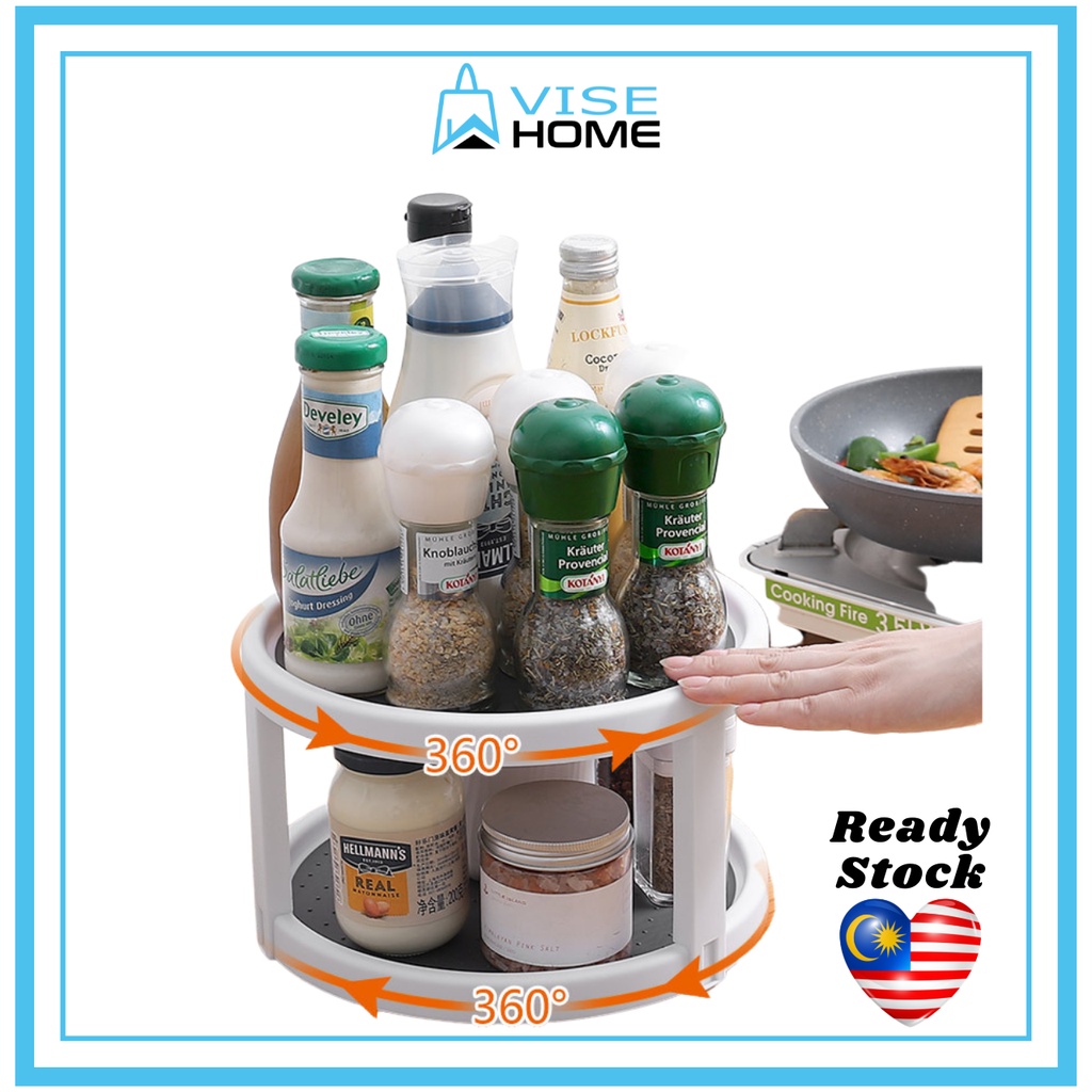 Rotatable 2 Layer Rotating Storage Tray Space Saving Organizers Rack ...