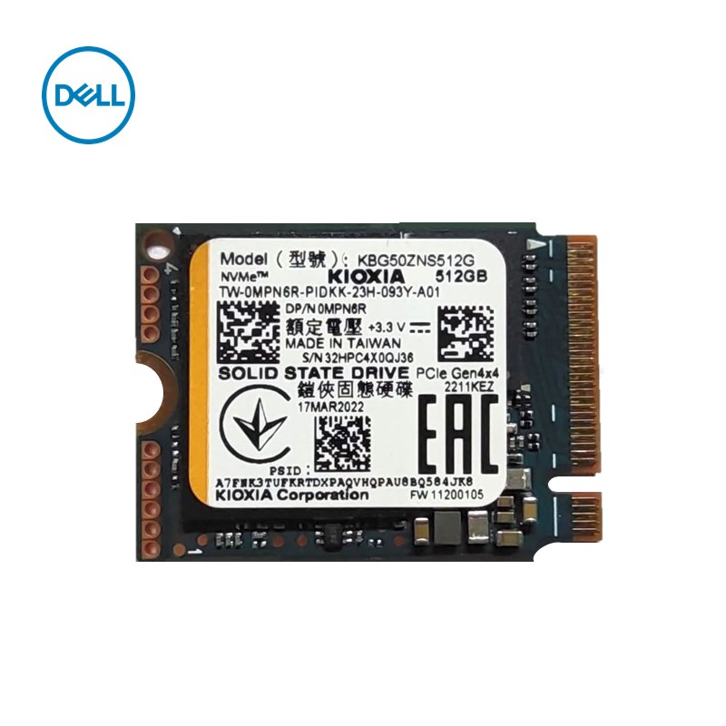 DELL 512GB NVMe M.2 2230 SSD Solid State Drive KIOXIA P/N: MPN6R w ...