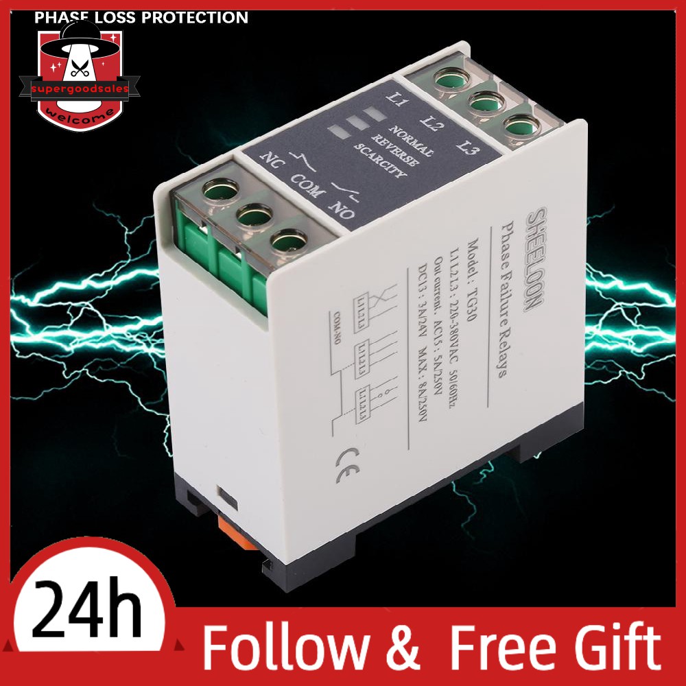 [Ready Stock] TG30 3-Phase Phase Sequence Relay Failure Loss Protection 220-380VAC | Shopee Malaysia