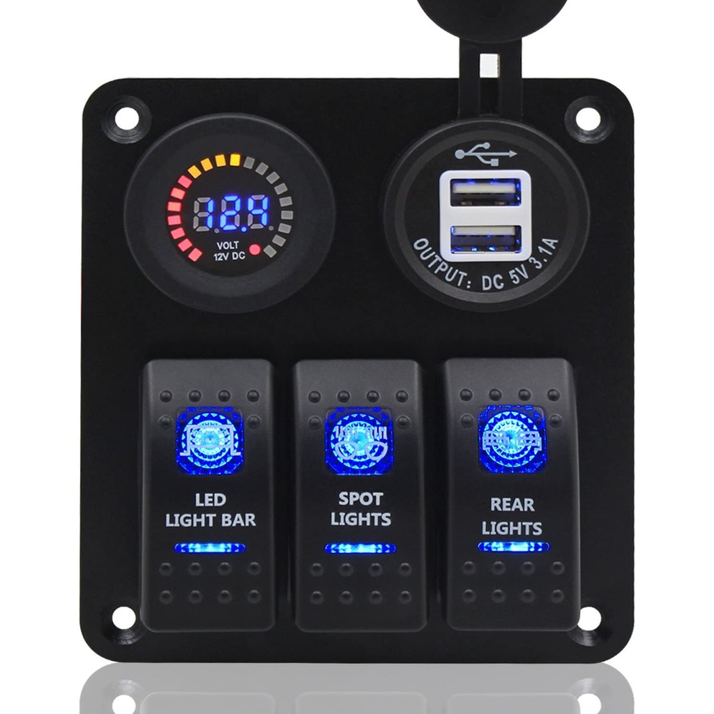 (Ready Stock )3 Gang Waterproof Rocker Switches Panel with DC 12V 24V ...