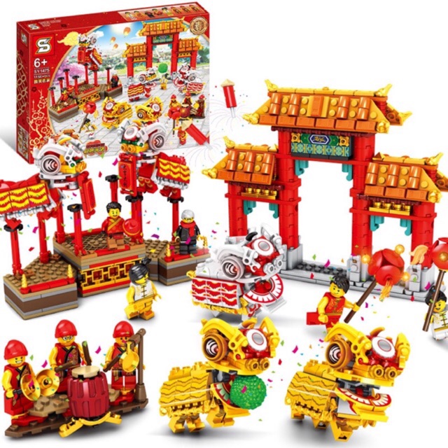 Chinese New Year Lion Dance Compatible Bricks Building and Blocks ...