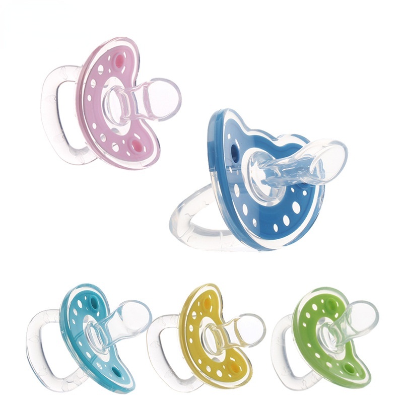 Full Silicone Pacifier Two-color Liquid Silicone Sleep Pacifier Baby ...