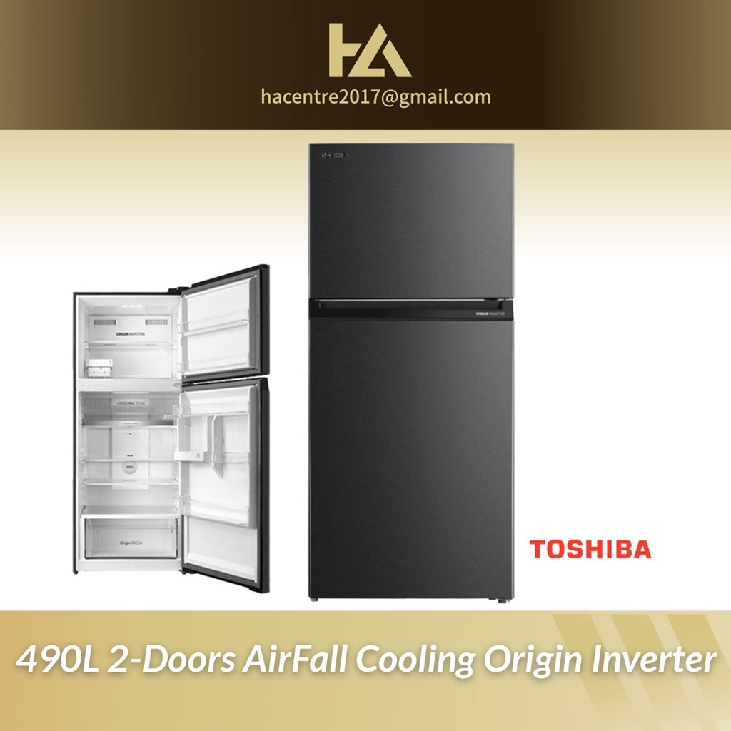 Toshiba 490L 2-Doors AirFall Cooling Origin Inverter Refrigerator GR ...