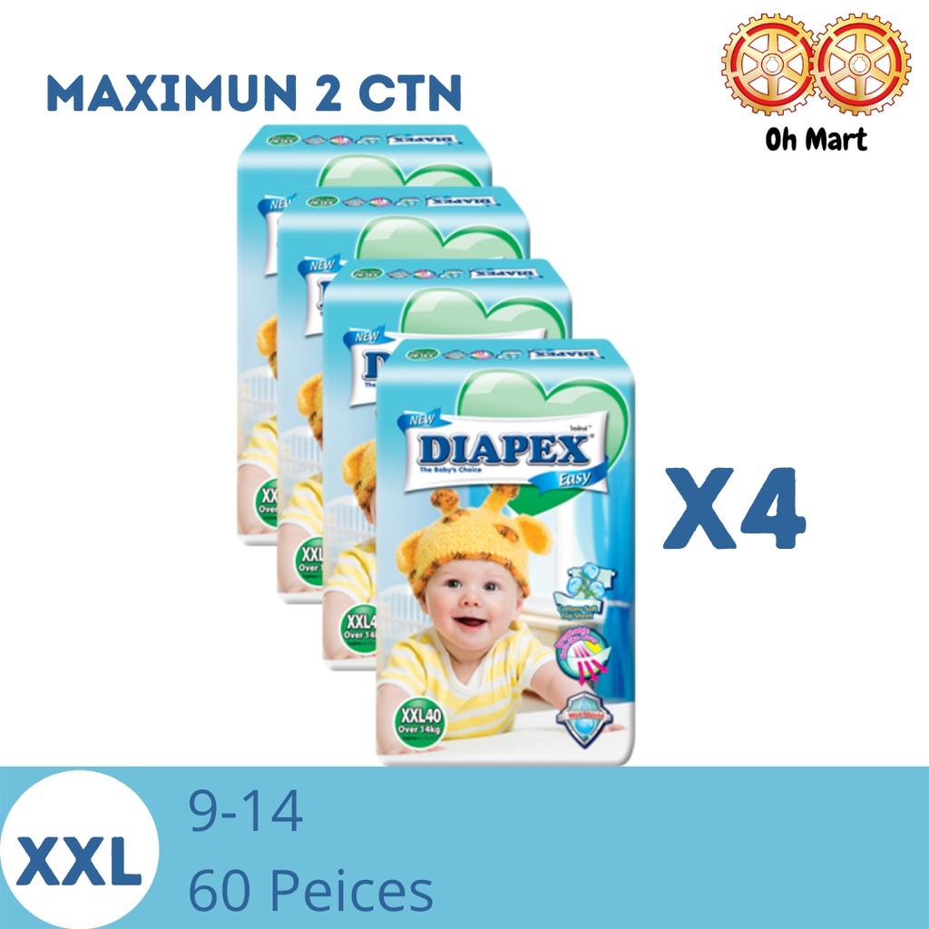 Diapex Easy Super Jumbo Pack with Tape(S/M/L/XL/XXL)X4 CTN | Shopee ...
