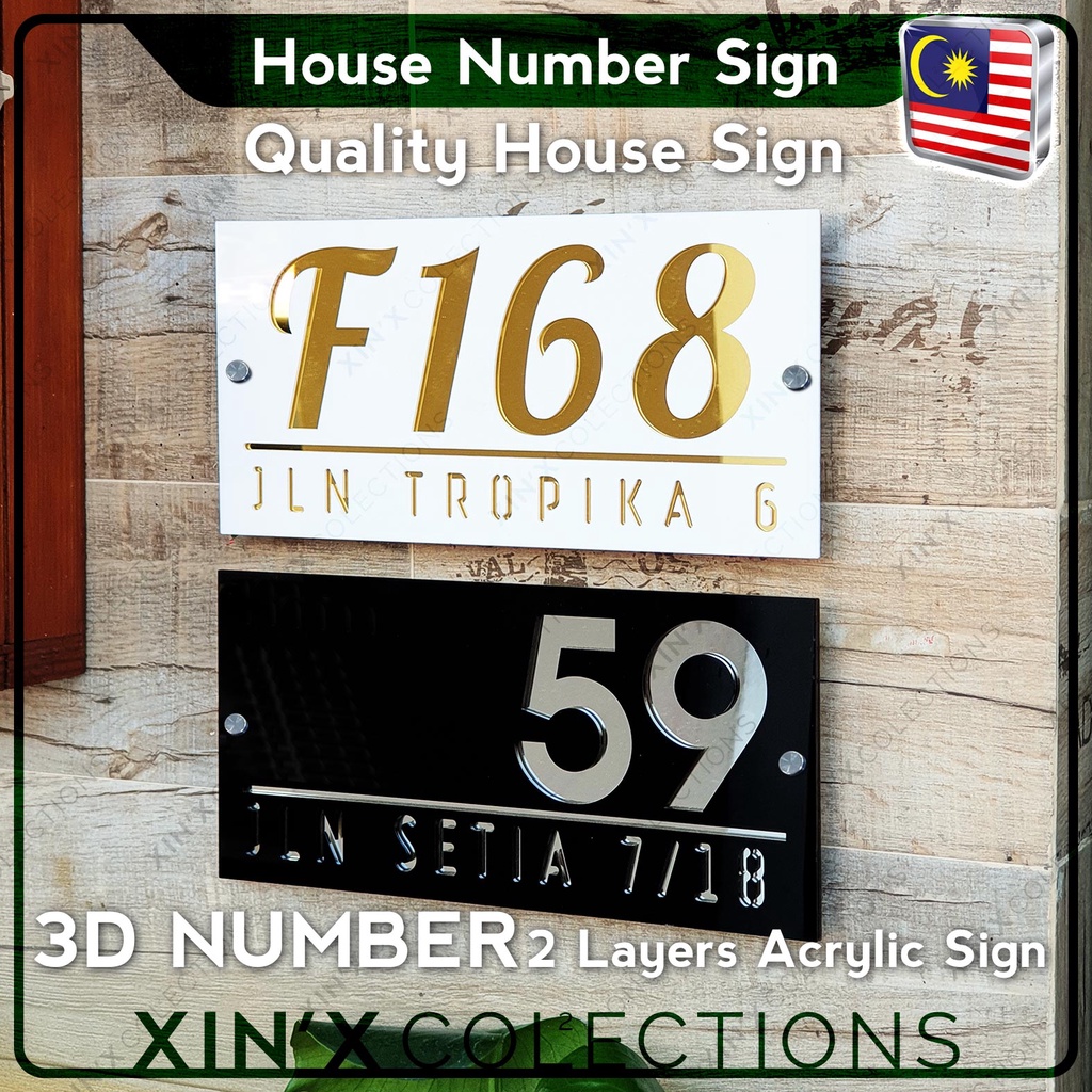 🇲🇾 3D Customized House Number Plate Address Nombor Rumah No Plat Alamat ...