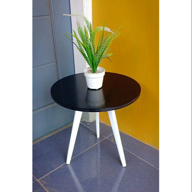 PUTIH HITAM Scandinavian Table Minimalist Table Black And White/White ...
