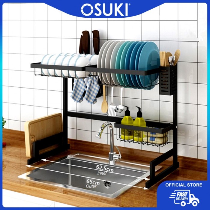 OSUKI Stainless Steel Kitchen Dish Rack Sink Top Set 7 In 1 | Rak ...