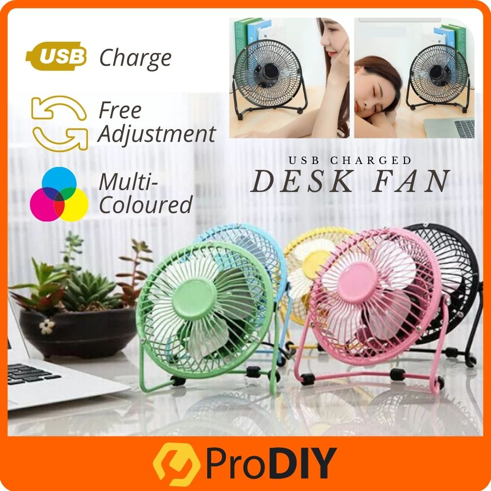 6 Inch Large Strong Wind Portable Tabletop Mini Metal USB Fan Office ...