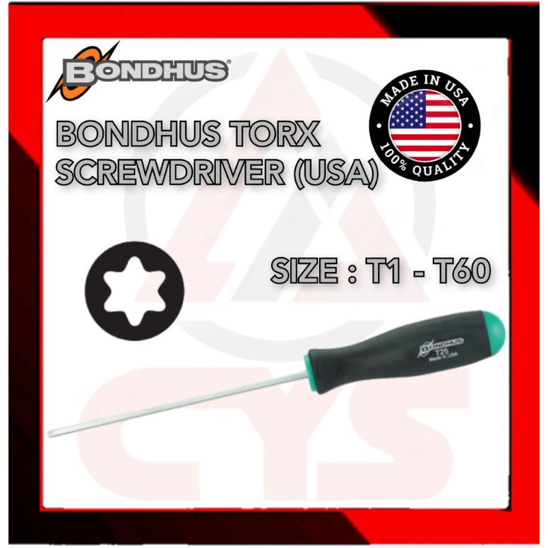 (100% USA) BONDHUS STAR SCREWDRIVER / TORX SCREWDRIVER (T1 - T60) 🇺🇸 ...