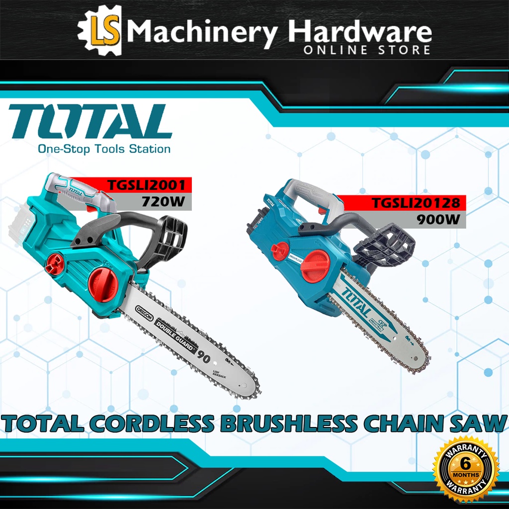 TOTAL Li-ion Cordless Brushless Chain Saw (TGSLI2001 (720W), TGSLI20128 ...