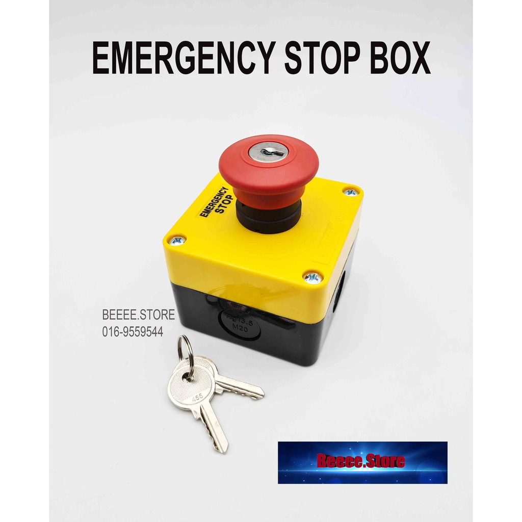 E- STOP SWITCH XALZ01 EMERGENCY STOP PUSH BUTTON WITH BOX WITH KEY ...