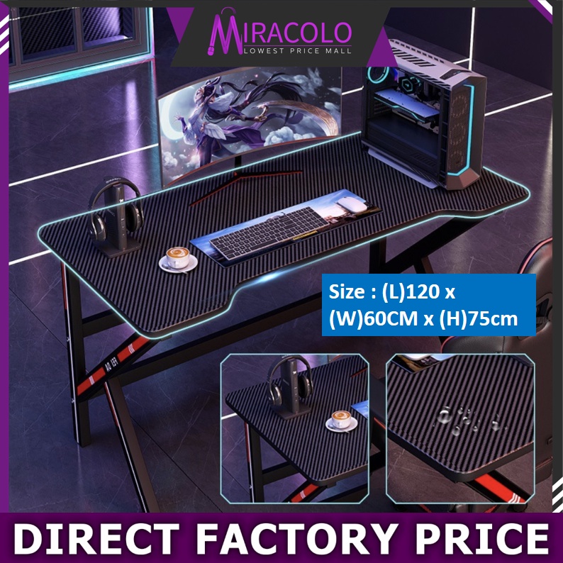 MIRA 120cm High Quality Carbon Matte Gaming Table/Meja Gaming/Computer ...