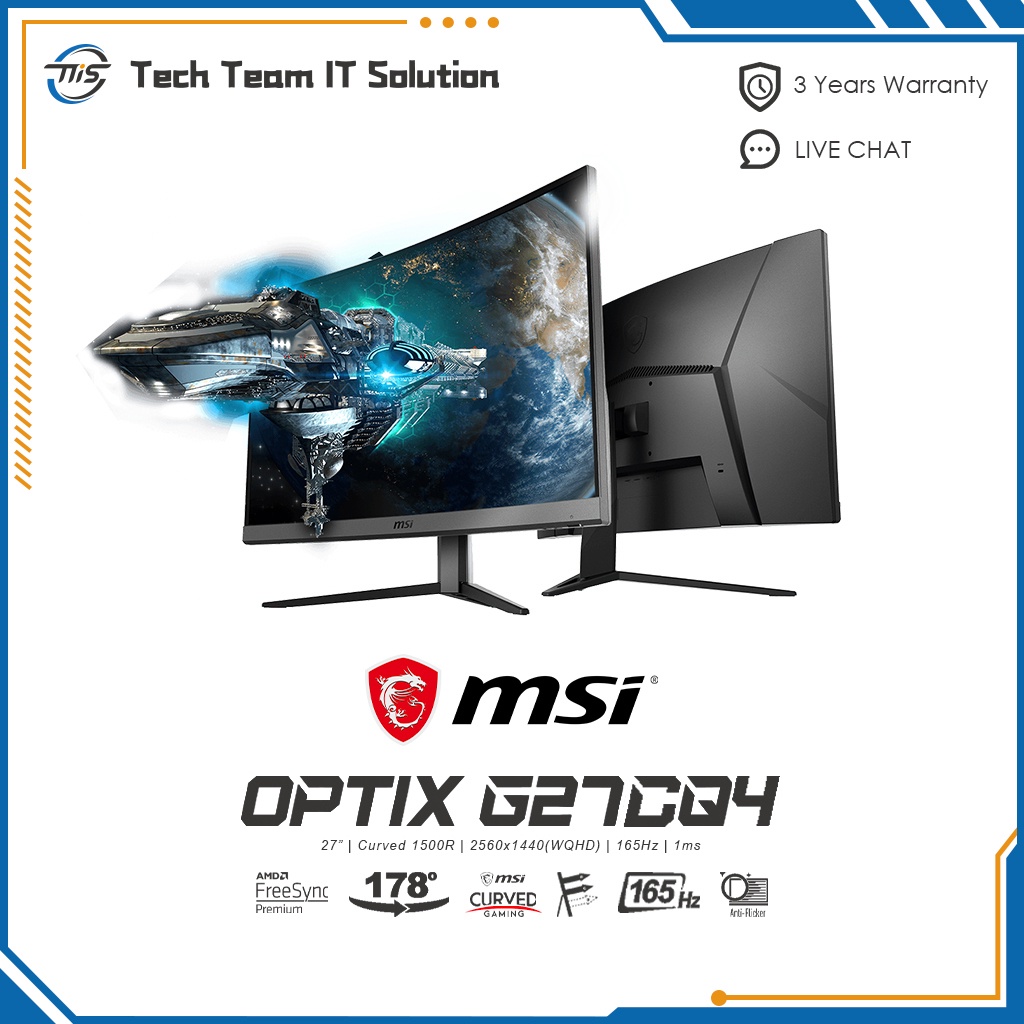 MSI Optix G27CQ4 Curved Gaming Monitor # 27" | VA | 2560x1440 (WQHD ...