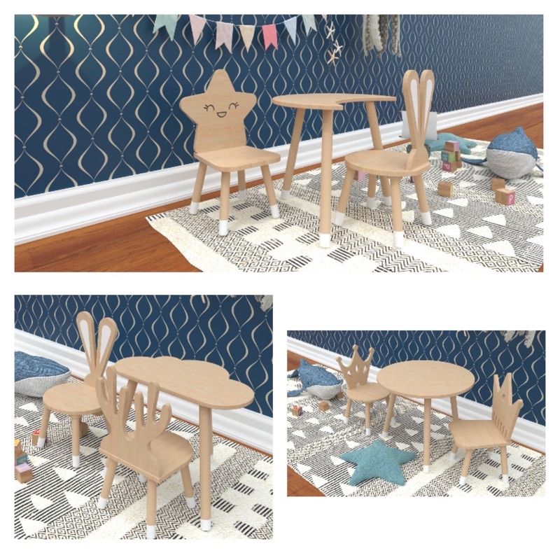 Anha KIDS Montessori wooden table and chair set for children, learning ...