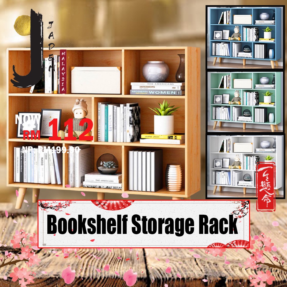 JADEN💥100cm 8-Grids Storage💥Bookcase Cabinet Rak Buku Simple Modern ...