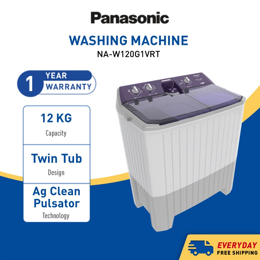 Panasonic Na-W120G1 12Kg Wash / 8Kg Spin Twin Tub Washer Na-W120G1Vrt ...