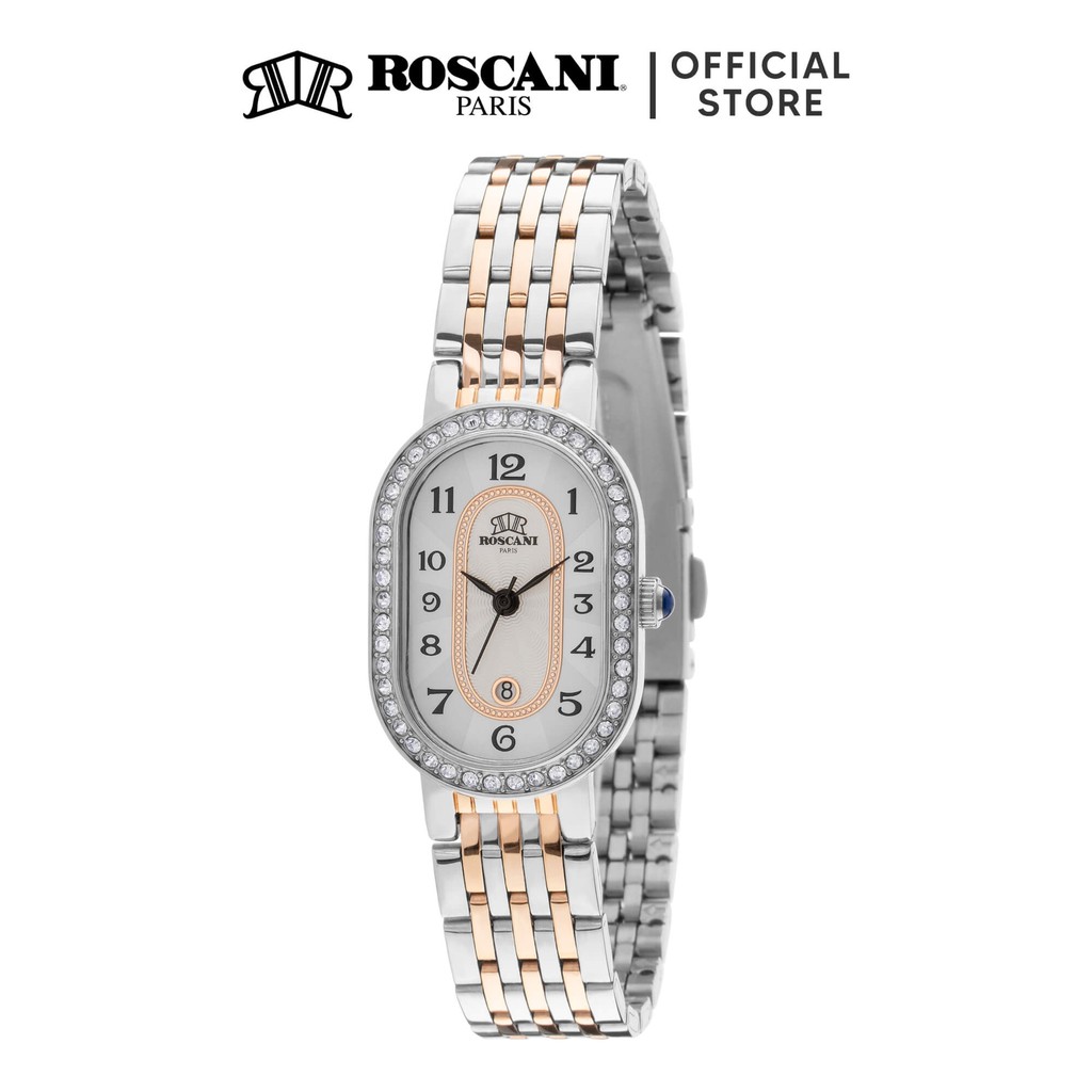 Roscani Vera E27 Rose Gold Bracelet Women Watch - Curved Crystal ...