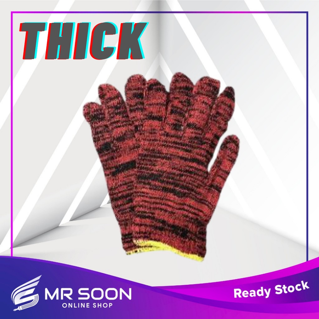 Cotton Glove Thick ( 1 Pair )/Sarung Tangan Kain yang Tebal/ Gardening ...