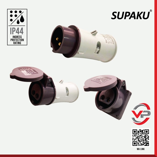 SUPAKU CEE 16A 2P 20-25V (24V) IP44 PURPLE PLUG / PURPLE SOCKET / WALL ...