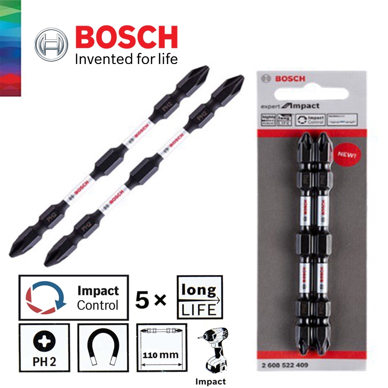 SKPLUS BOSCH 2pcs Expert Impact 110mm Black Oxide PH2 Double-Ended Screwdriver Bit Set ...