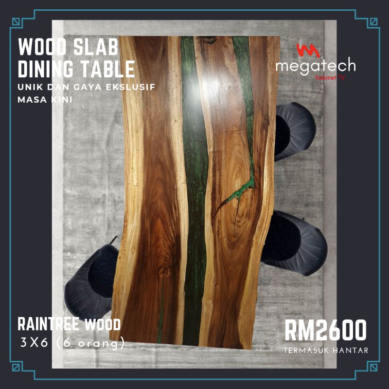 Meja makan kayu balak / dining table wood slab | Shopee Malaysia
