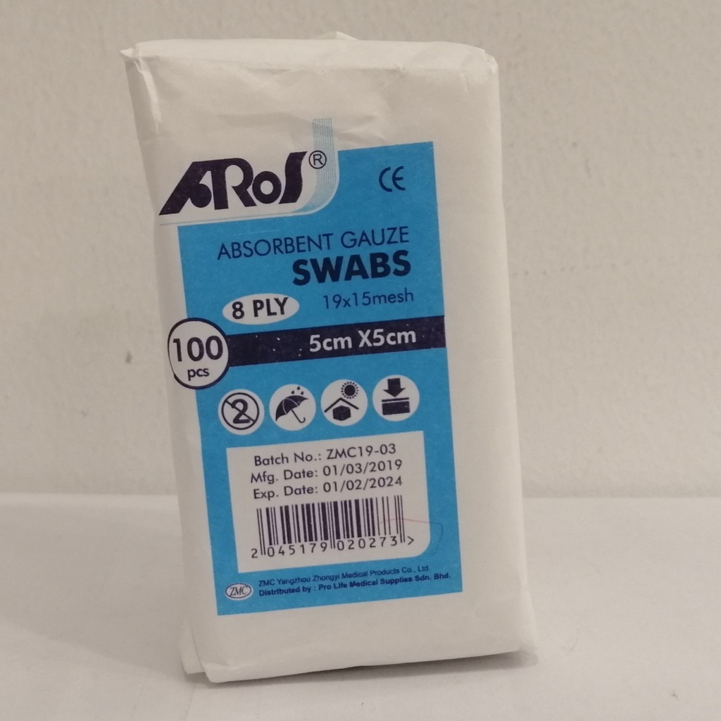 AROS/ PRIMES ABSORBENT GAUSE SWABS 5CMX5CM 100PCS | Shopee Malaysia