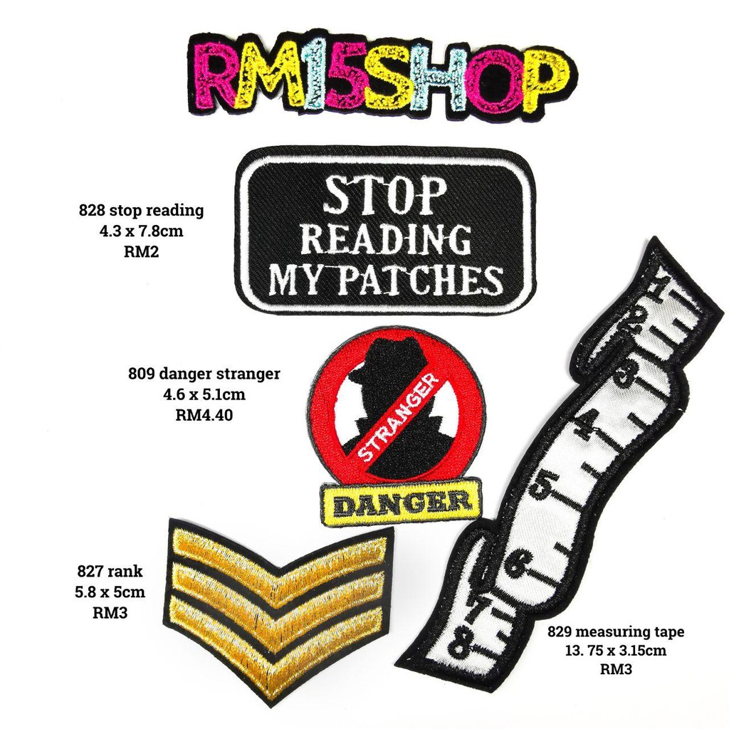 🇲🇾 Iron On patches Mix of Latest Design of Measuring Tape Rank Stanger ...