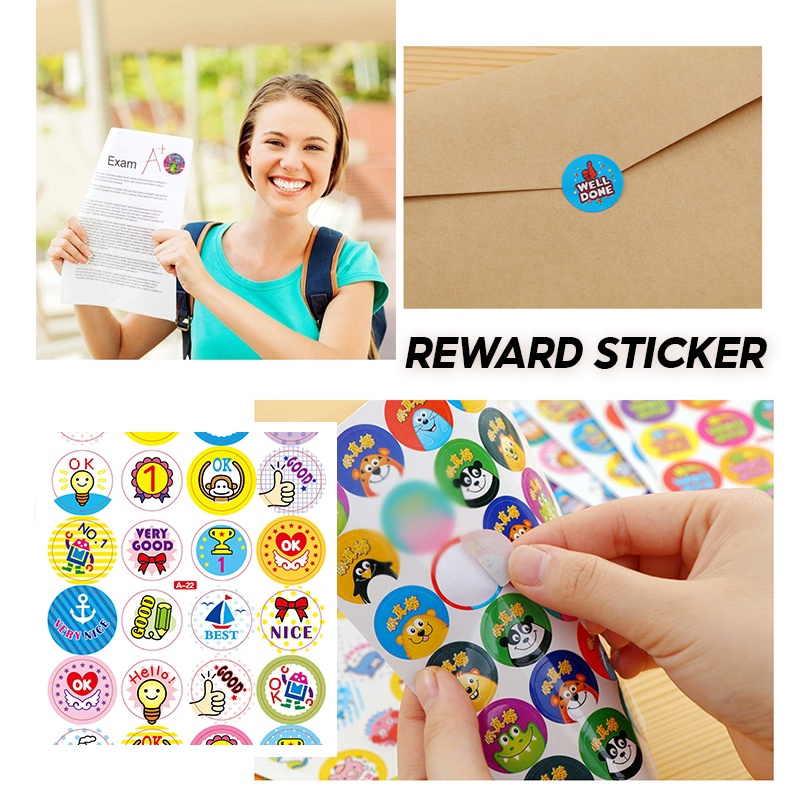 Kids Children's Reward Gifts Cartoon Animals Stars Design Sticker ...