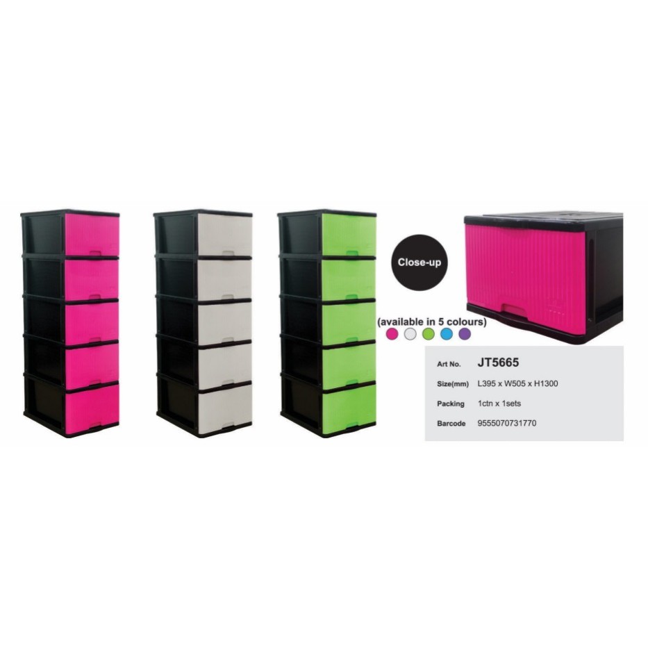 JT5665 Applelady 5 Tier Plastic Drawer / Cabinet/ Storage Cabinet ...