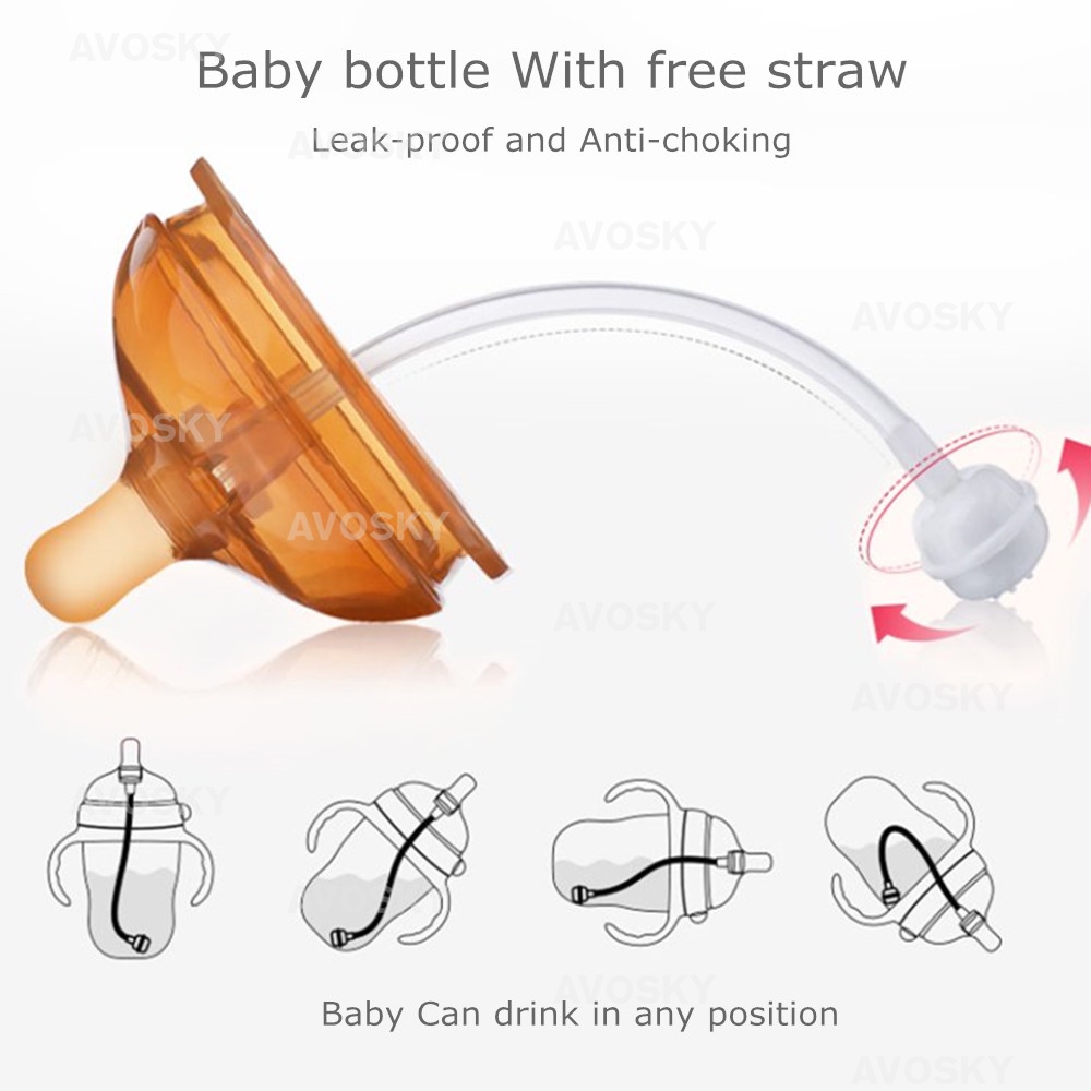 AVOSKY PIKO BELLO Silicone Baby Nursing Milk Bottle Newborn Wide Neck ...