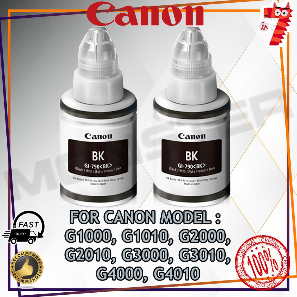2x CANON GI790 GI-790 790 ORIGINAL REFILL INK G-SERIES 135ML (BLACK ...
