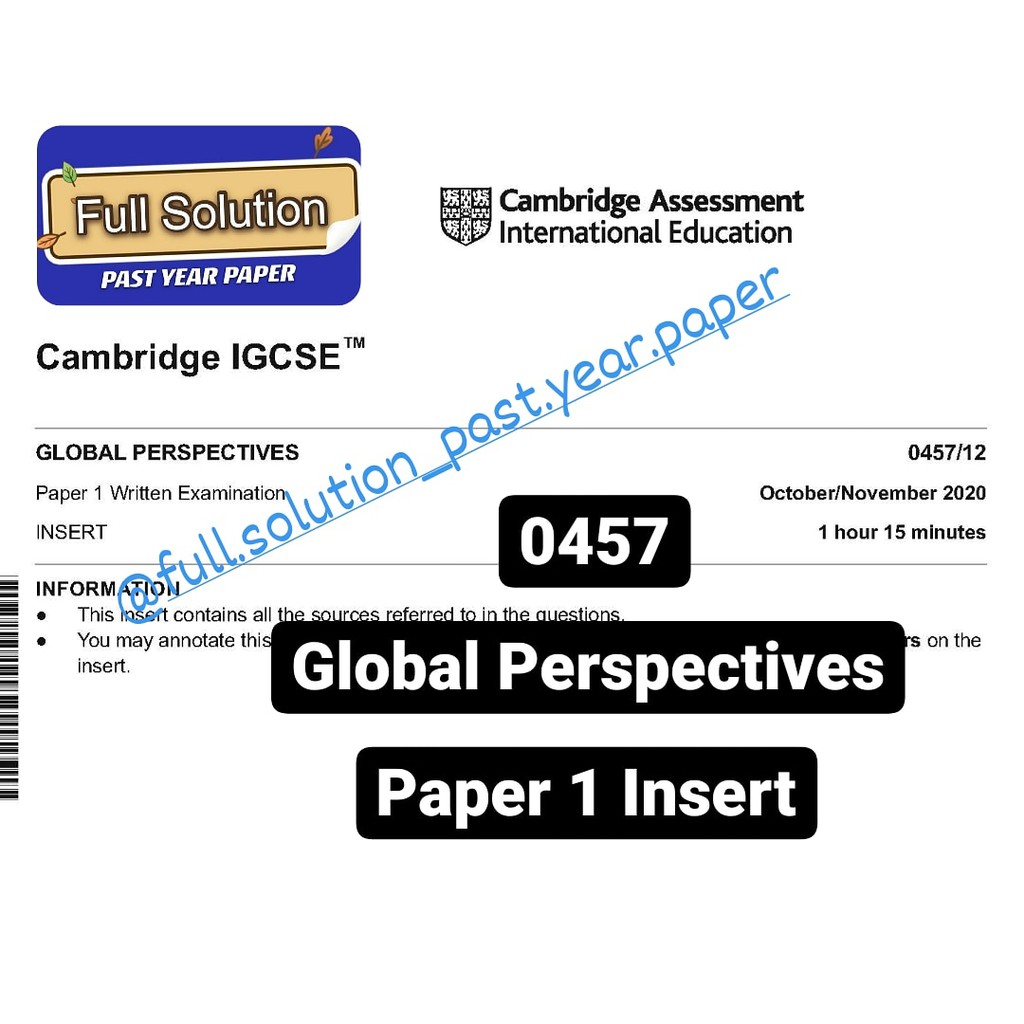 Cambridge IGCSE 0457 Global Perspectives Past Year [Question Paper ...