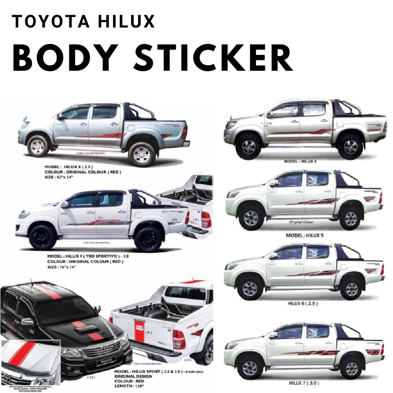 Toyota Hilux Sticker Car Side Body Lining (10 Designs) | Shopee Malaysia