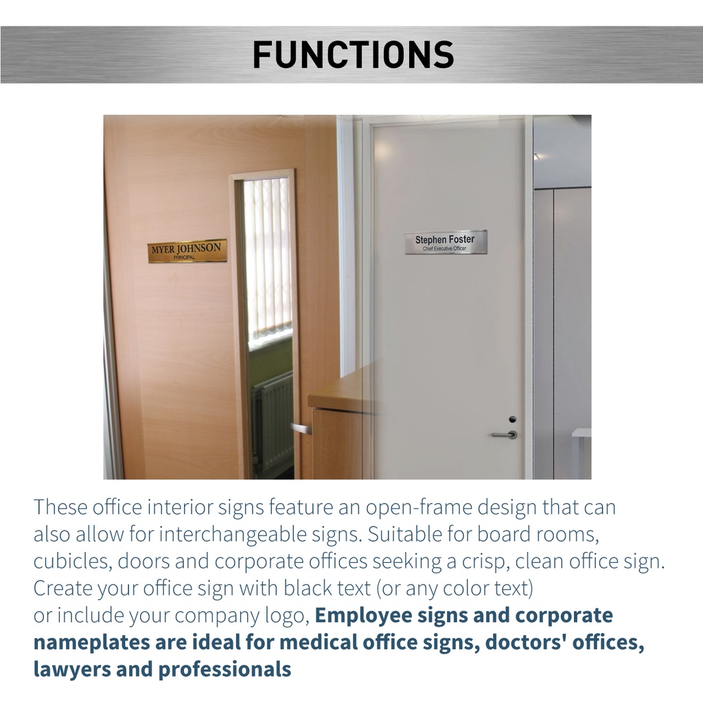 DOOR / Wall SIGN with Silver Slot Sign Holder 4 Sizes [CUSTOMIZED TEXT ...