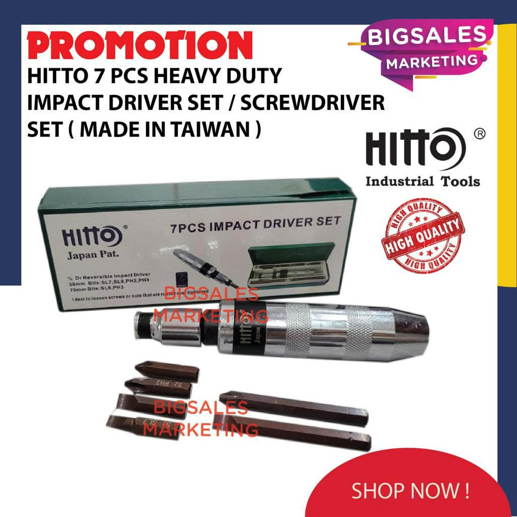 HITTO Japan Pat Impact Driver Set With 6pcs Screwdriver Impact Bit And ...