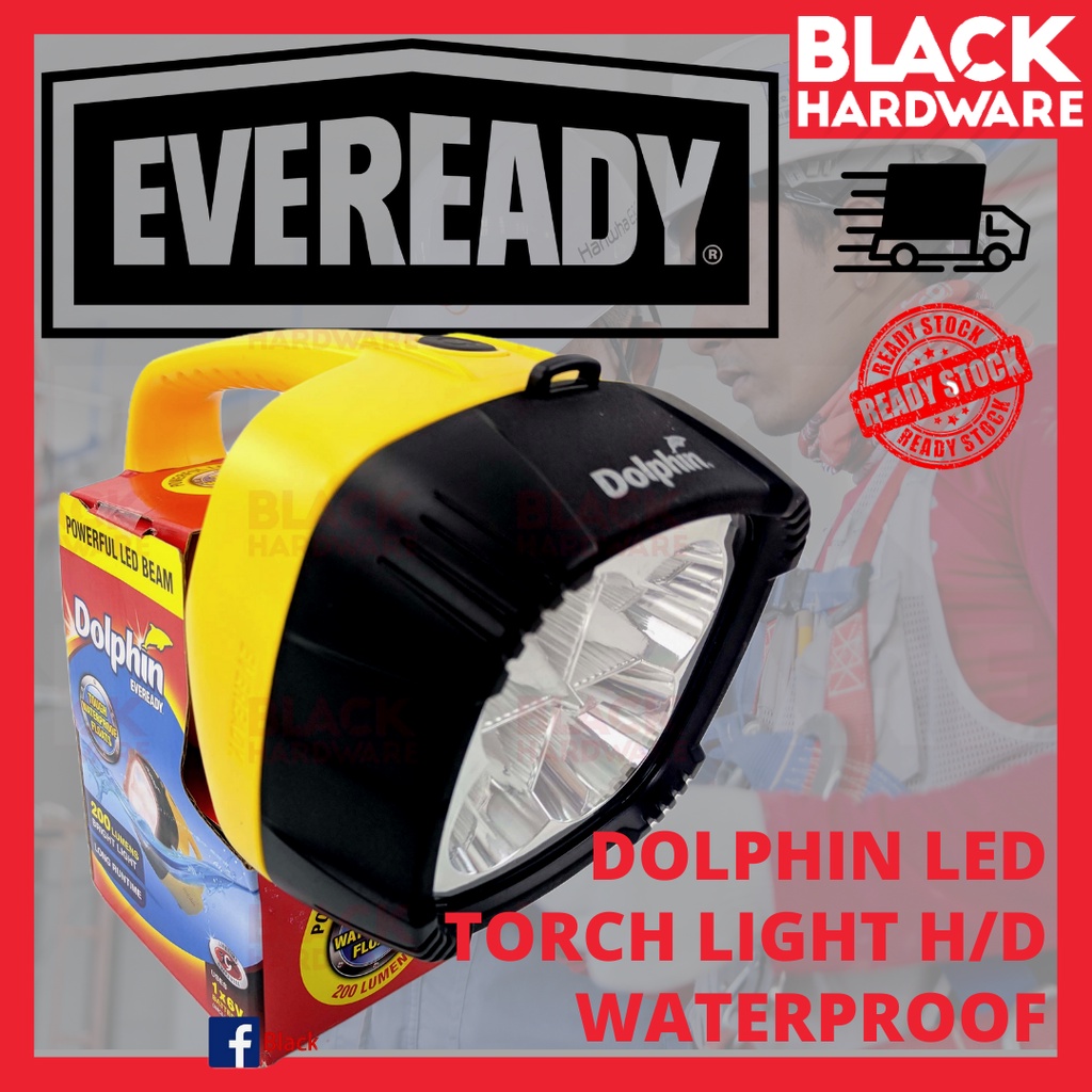 BLACK HARDWARE Eveready Dolphin 6V Waterproof Led Torch Flash Light ...