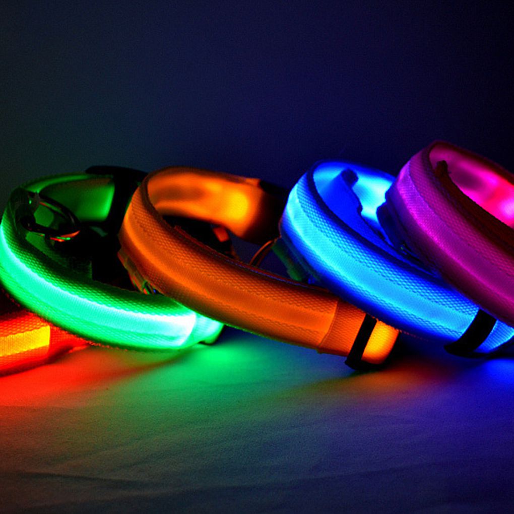 LED Dog Collar, LED Pet Dog Collar Flashing Glow Dog Leash Neck Belt ...