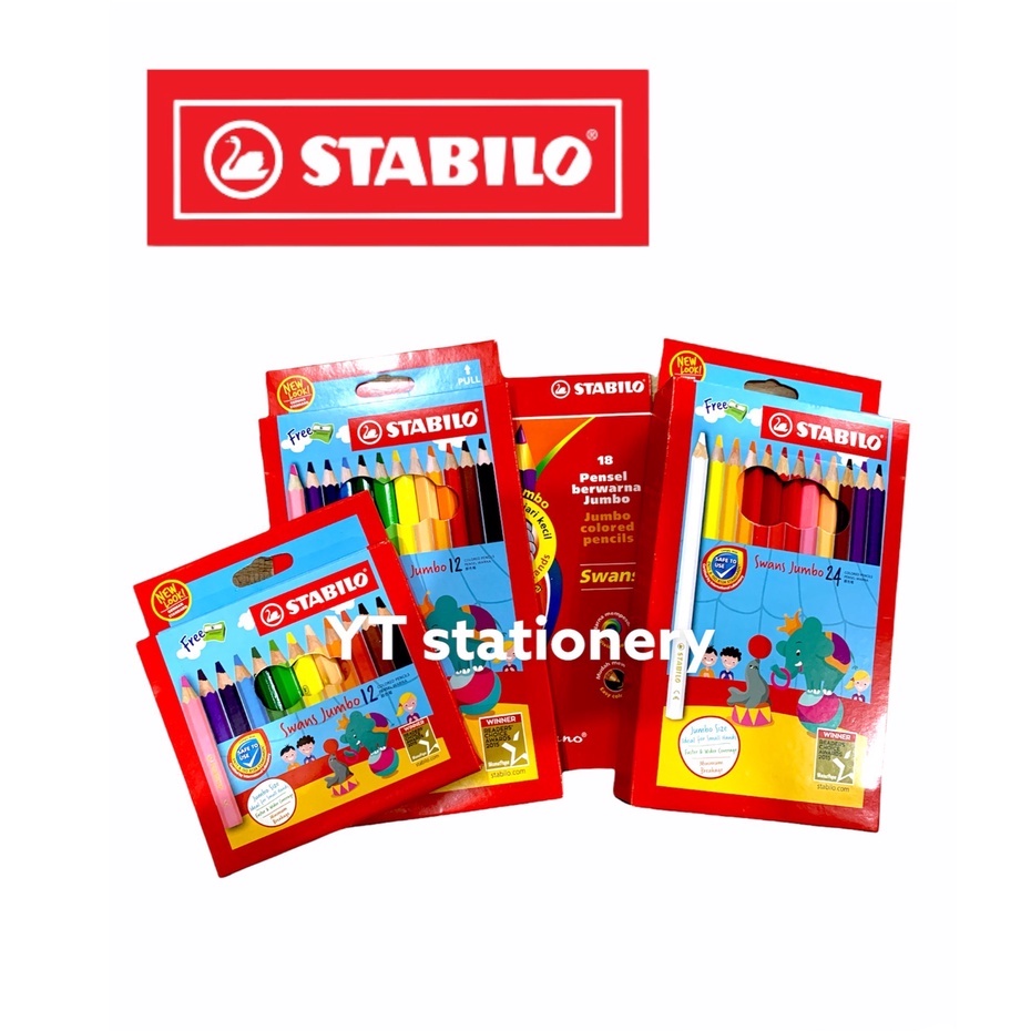 STABILO JUMBO COLOUR PENCIL 12S / 12L / 18L / 24L [1873J] (READY STOCK ...
