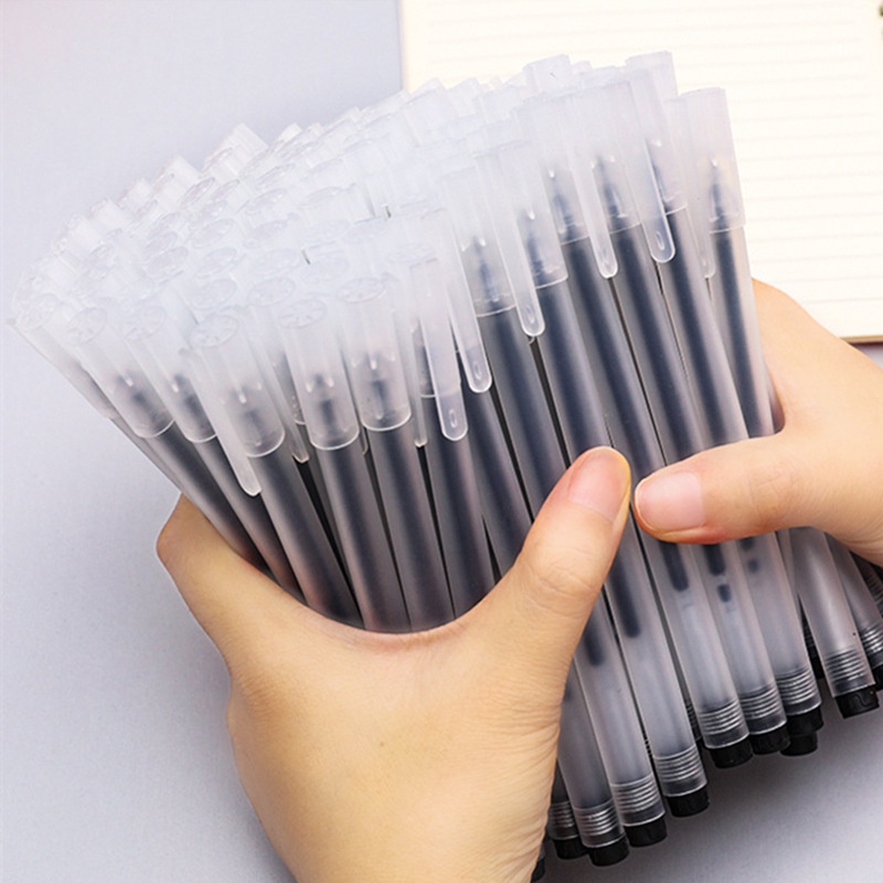 10pcs/set Gel Pen Transparent Black Ink Office School Writing Student ...