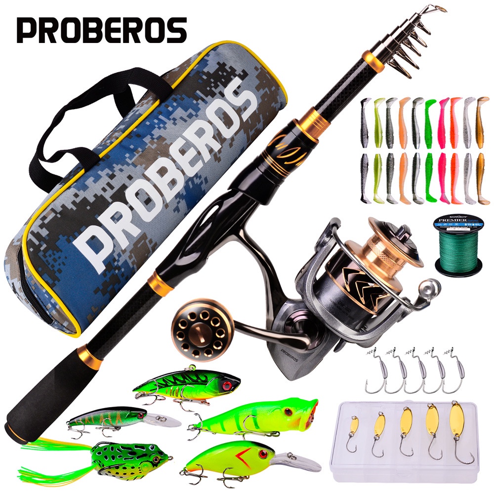 PROBEROS 2.1m Telescopic Fishing Rod Set Combo Spinning Reel Fishing ...