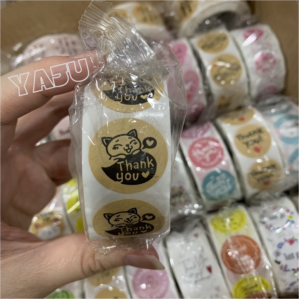 【YAJU!】Thank You & Handmake Sticker 25MM Label Seal Love Terima Kasih ...