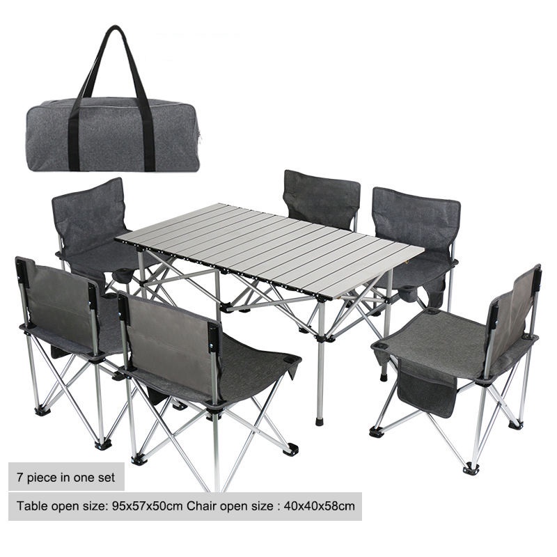 Portable Outdoor Camping Picnic Table Set Chair 7 piece Set Seater ...