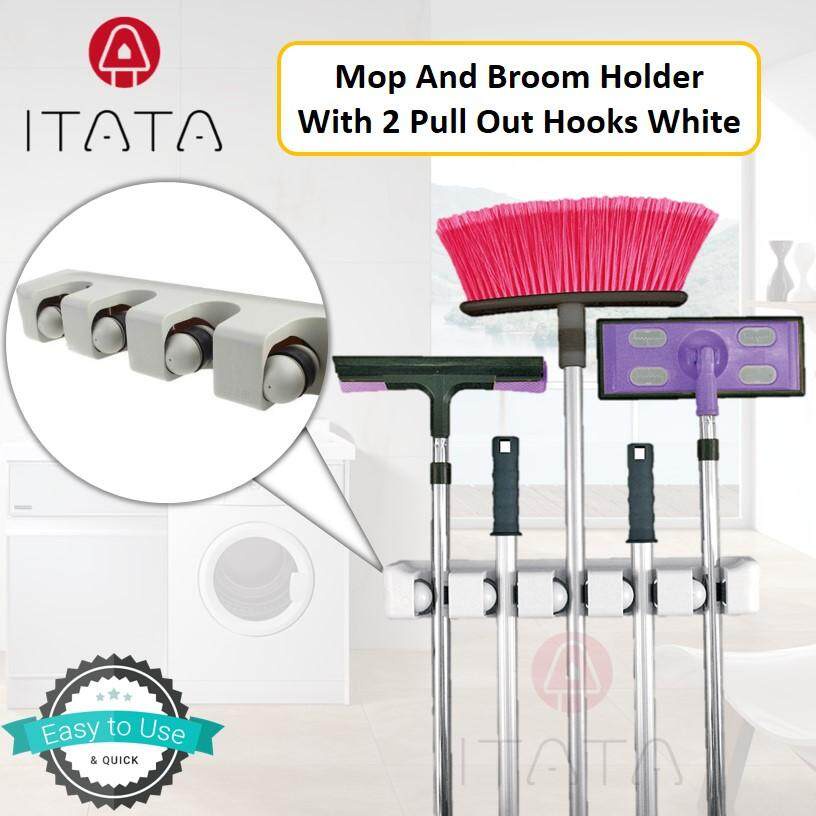 [CLEARANCE STOCK] EZ Magic Mop And Broom Holder Organizer Hanger With 2 ...