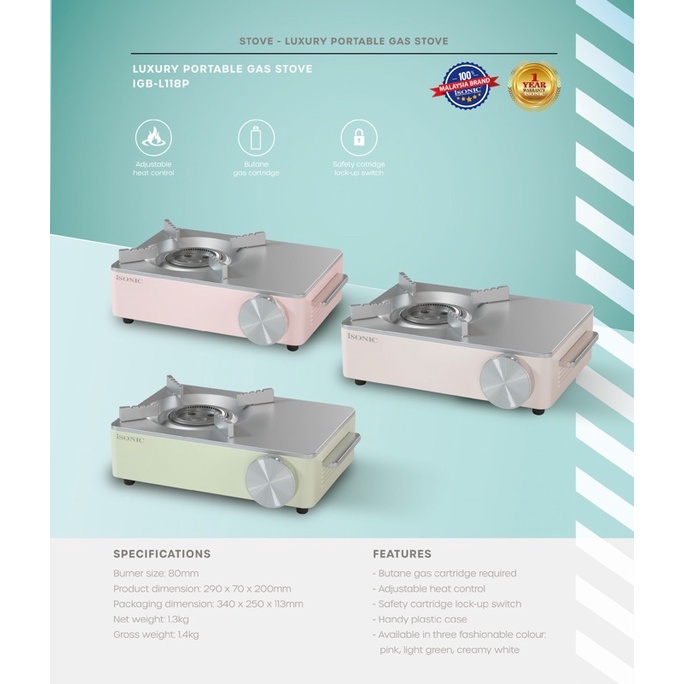 Isonic Luxury Portable Gas Stove | Shopee Malaysia