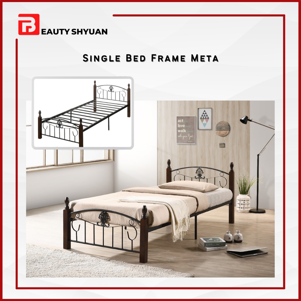 CLASSIC Metal Single Bed Frame Single Bedframe Metal Bed Frame Katil ...