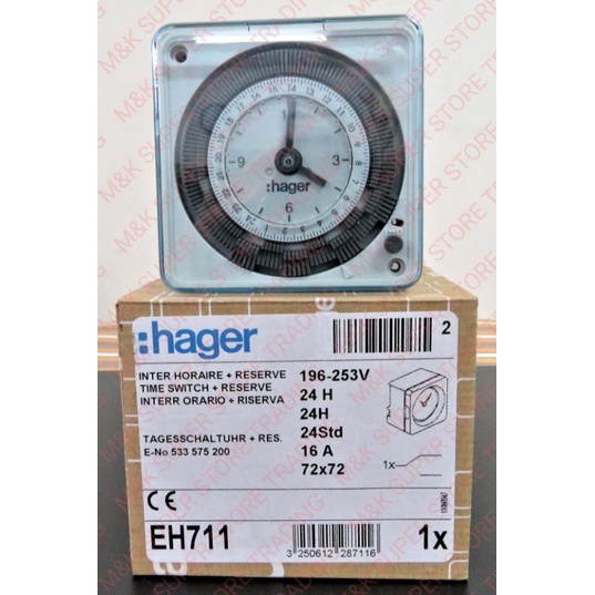 HAGER TIME SWITCH SOCKET 24HRS EH711 Price per pc | Shopee Malaysia