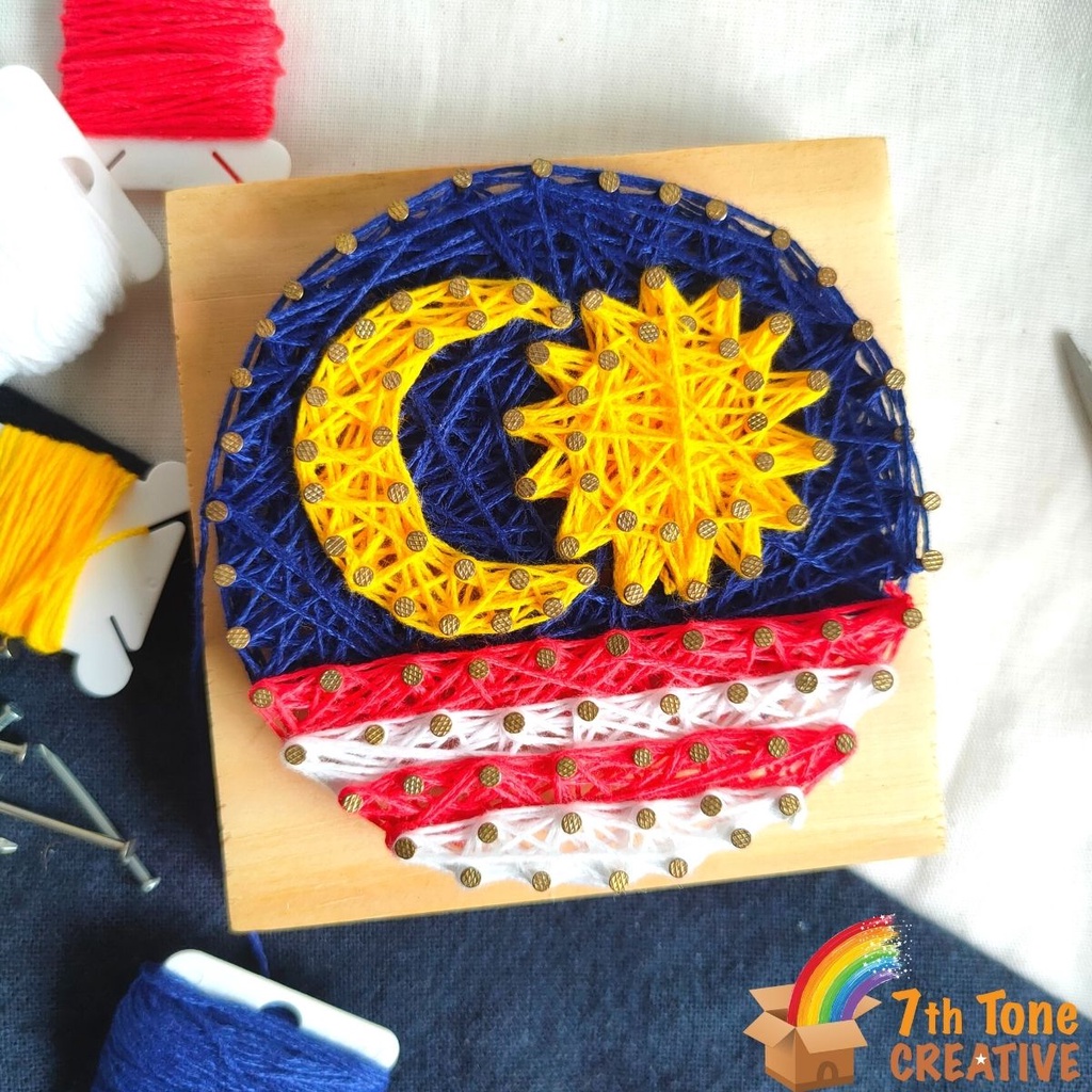10*10cm DIY Kraftangan Bendera Malaysia dgn Tali Kraf, Merdeka ...